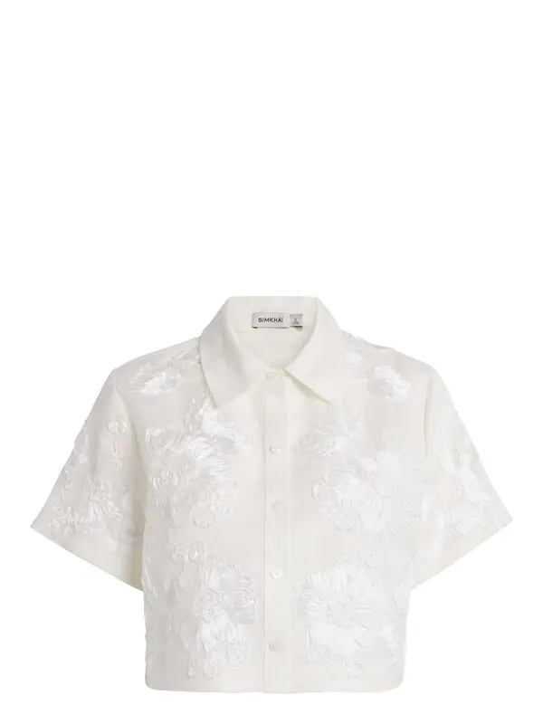Simkhai Linen-blend Embroidered Callie Shirt - Ivory