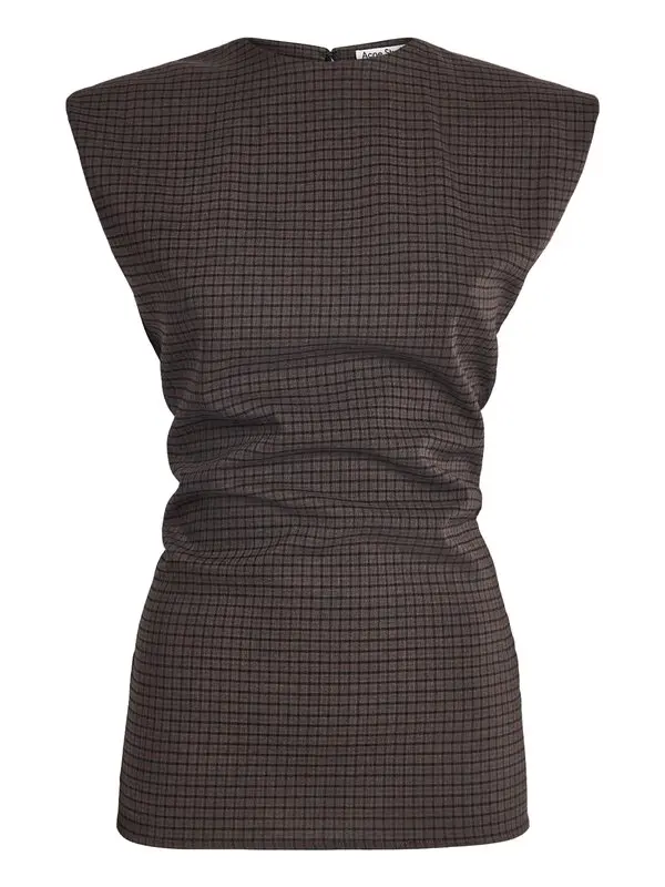 Acne Studios Stretch-wool Check Tanado Top - Brown