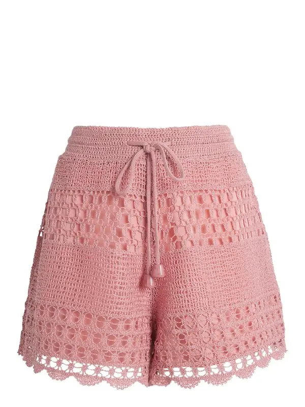 Zimmermann Cotton Crochet Shorts - Pink