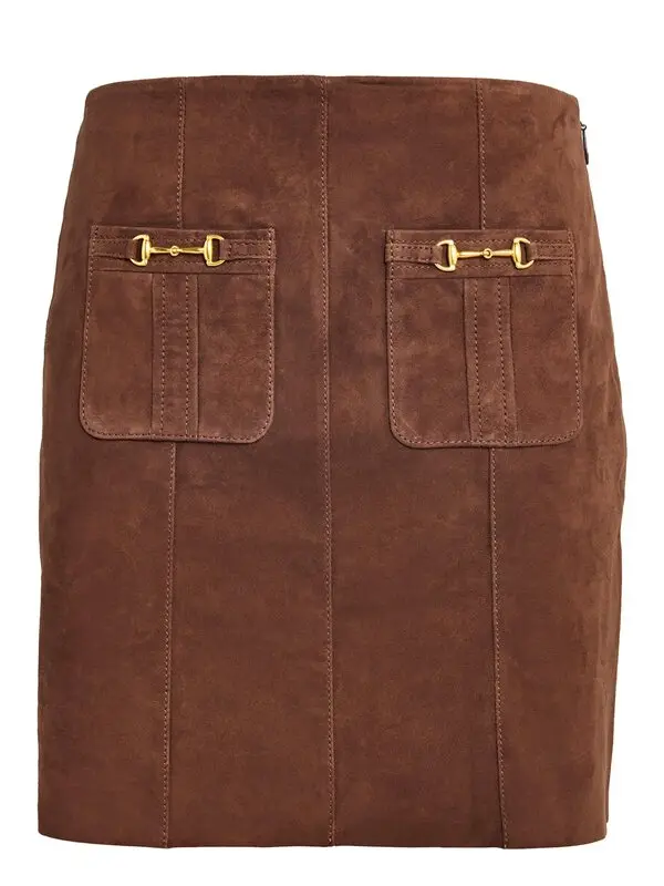 Rixo Wiley Mini Suede Skirt - Brown
