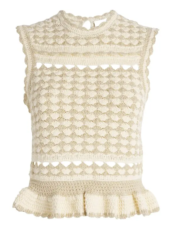 Zimmermann Metallic Crochet Top - Ivory