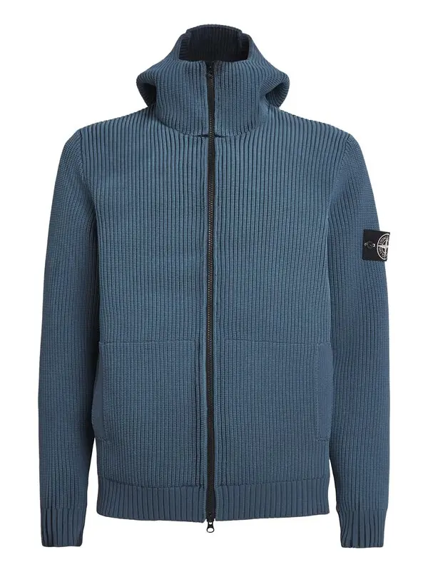 Stone Island President's Knit Corrosion Zip-up Hoodie - Navy