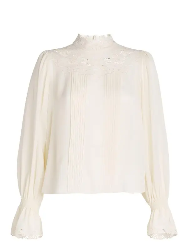 ME+EM Silk Lace Blouse - Neutral