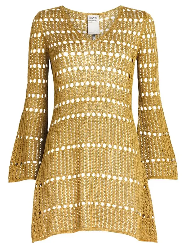 Escvdo Crochet Mini Dress - Gold