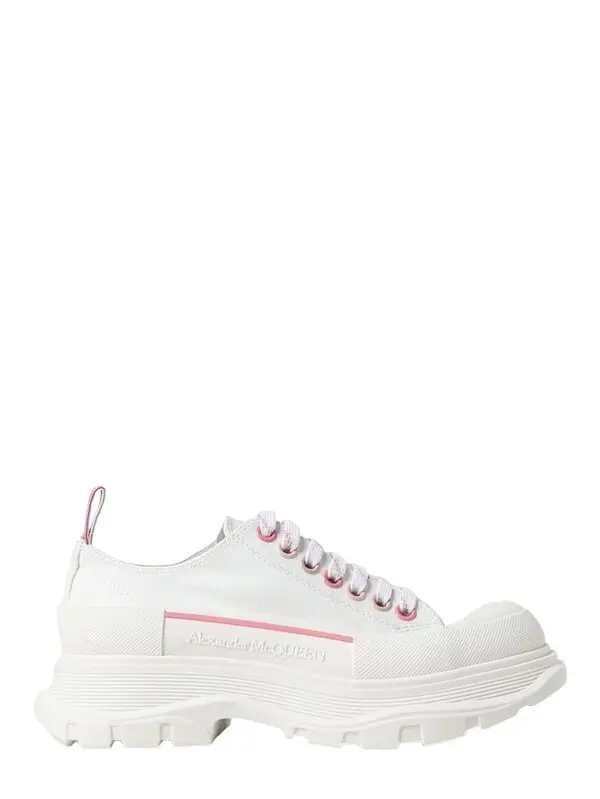 Alexander McQueen Tread Slick Low Lace Up Sneakers - White/soft Coral