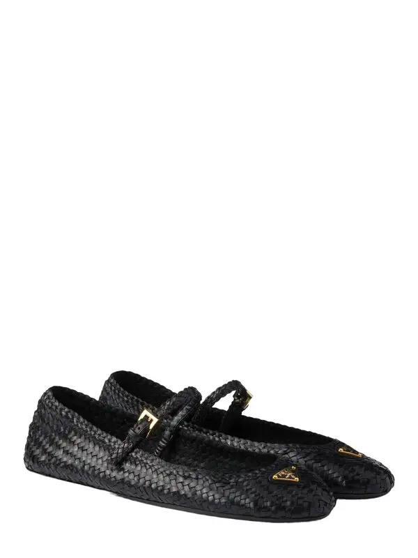 Prada Woven Ballerinas - Black