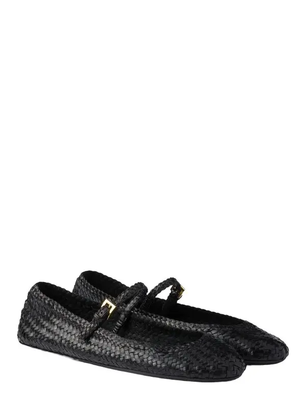Prada Woven Leather Ballerinas - Black