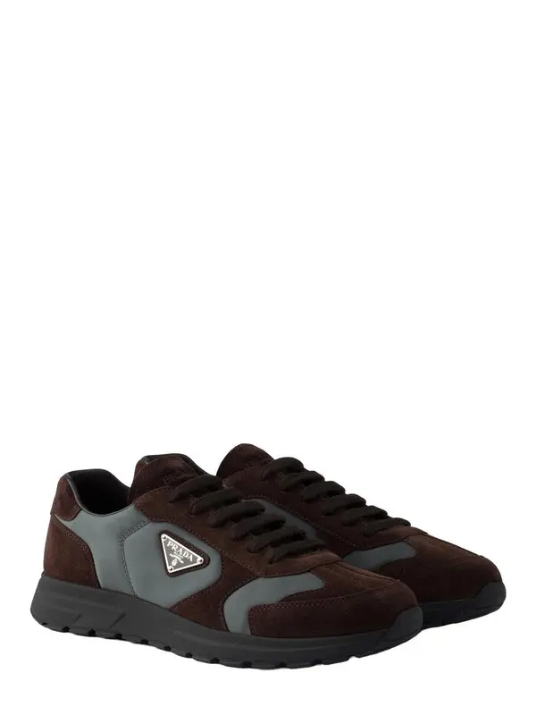 Prada Prax Suede And Re-nylon Sneakers - Brown