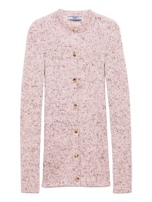 Prada Ribbed Knit Cardigan - Pink