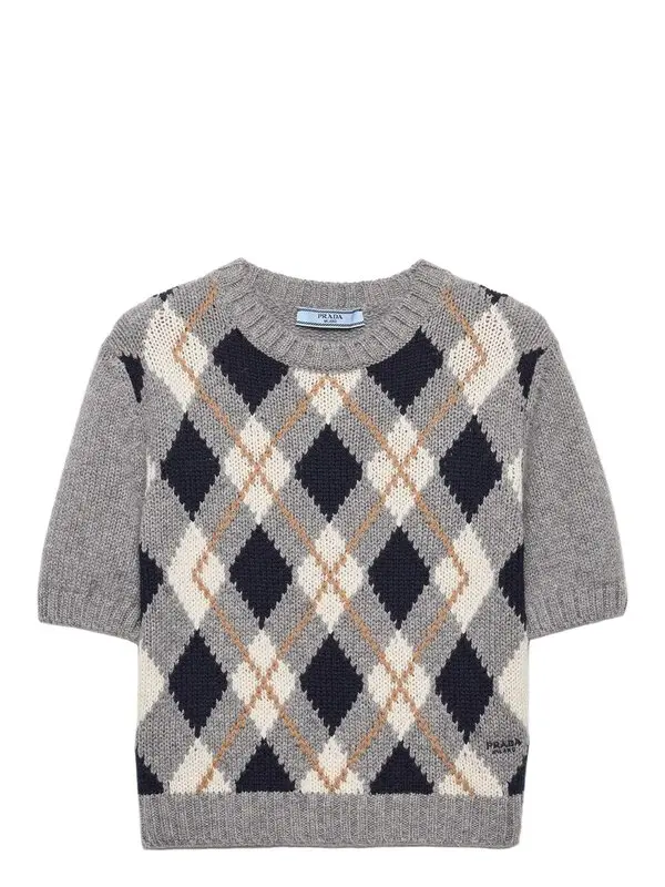 Prada Argyle Cashmere Sweater - Grey