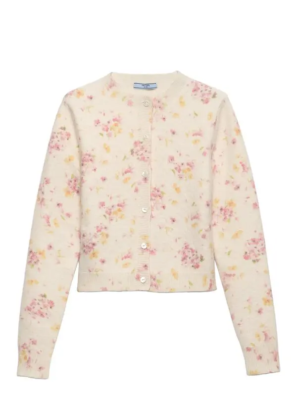 Prada Floral Print Wool Cardigan - Pink