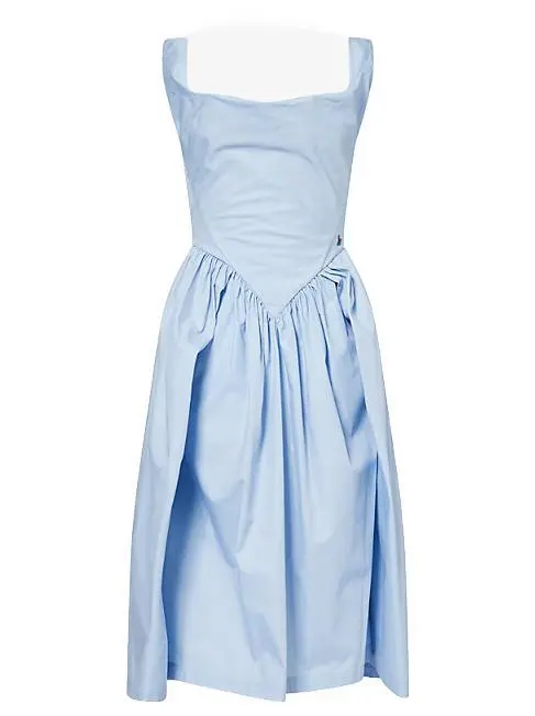 VIVIENNE WESTWOOD Sunday Draped Cotton-poplin Midi Dress - Blue