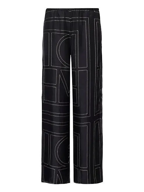 TOTEME Monogram Silk Pyjama Bottoms - Black Monogram