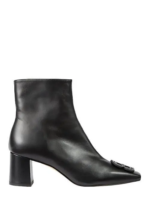 LK BENNETT Olanna Heeled Leather Ankle Boots - Bla-black