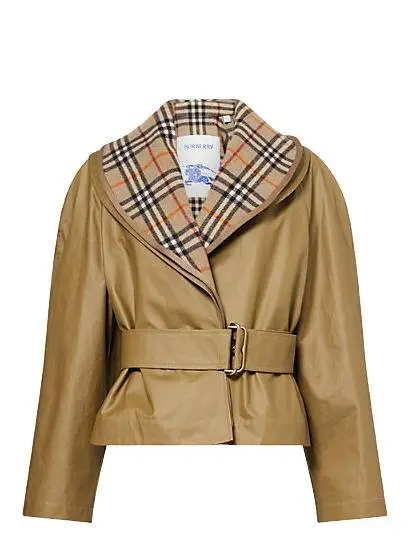 Burberry Cotton Belted Jacket With Shawl Lapel - Lichen Beige