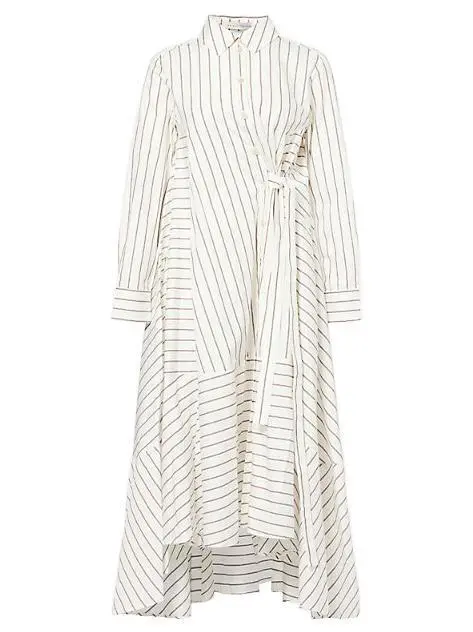 Palmer//harding Prosperity Striped Asymmetric Midi Dress - Brown