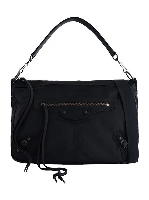Balenciaga Le City Moto Medium Shell-woven Bag - Black