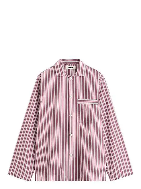 TEKLA Striped Cotton-poplin Pyjama Shirt - Rhubarb Stripes