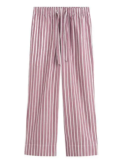 TEKLA Striped Cotton-poplin Pyjama Bottoms - Rhubarb Stripes