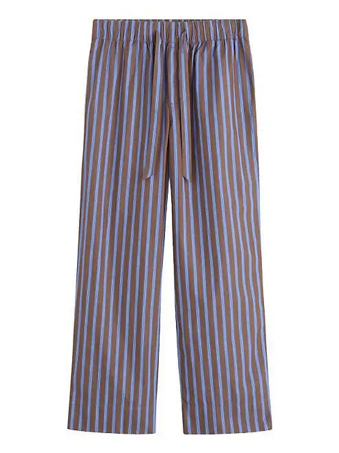 TEKLA Striped Cotton-poplin Pyjama Bottoms - Chesnut Stripes