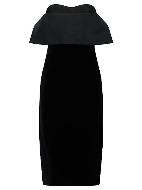 Khaite Sato Draped Bandeau Velour Midi Dress - Black