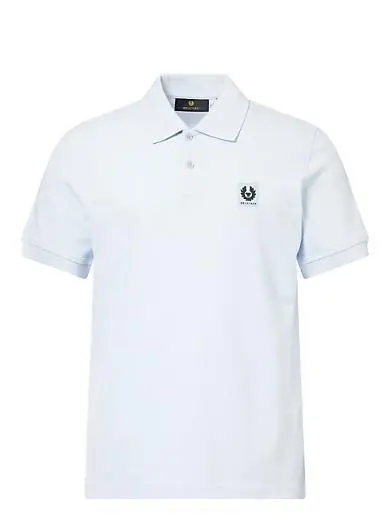 Belstaff Regular-fit Logo-patch Cotton Polo Shirt - Sky Blue