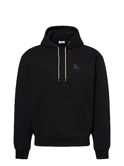 Burberry Cotton Hoodie With Check Panels - Black