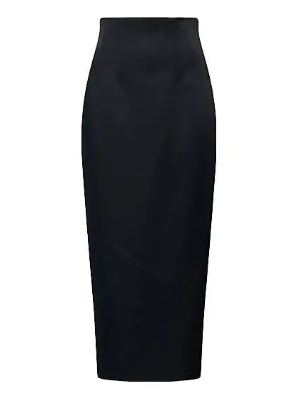 Khaite Loxley Woven Pencil Midi Skirt - Black