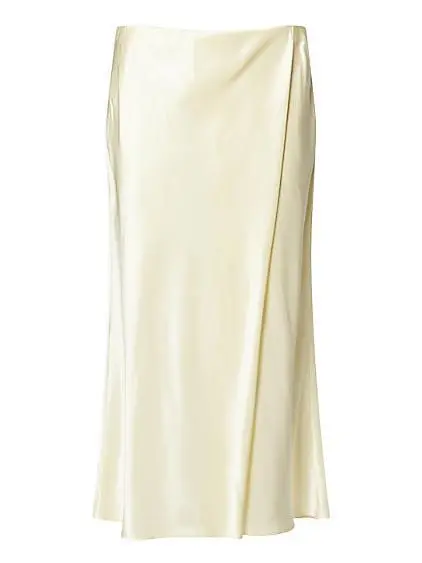 Khaite Satin Wrap Midi Skirt - Pale Yellow