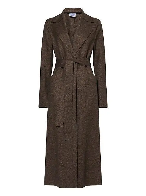 Harris Wharf London Donegal Belted Wool-blend Coat - Dark Brown