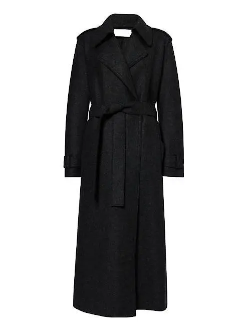 Harris Wharf London Regular-fit Belted Wool Trench Coat - Anthracite
