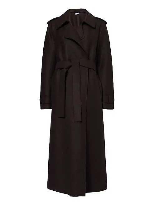 Harris Wharf London Regular-fit Belted Wool Trench Coat - Dark Brown