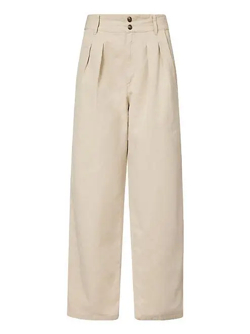 Isabel Marant Nadine Wide-leg Cotton And Linen-blend Trousers - Beige