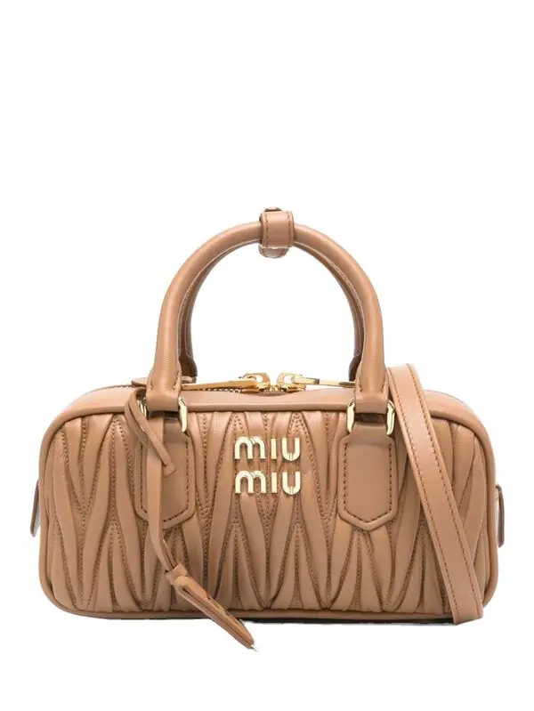 Miu Miu Arcadie Regular Matelassé Nappa Leather Bag - Beige