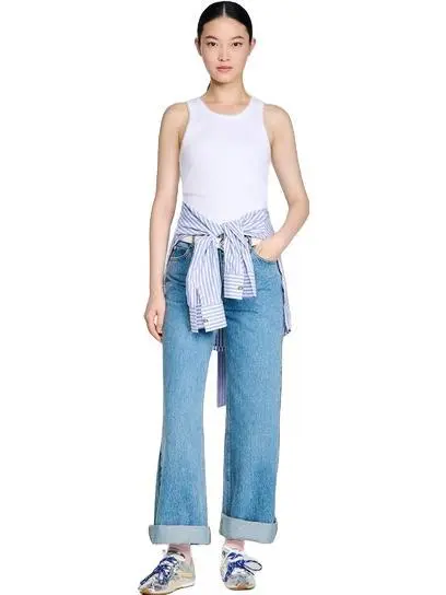 Sandro Striped Sequin Trousers - Blue