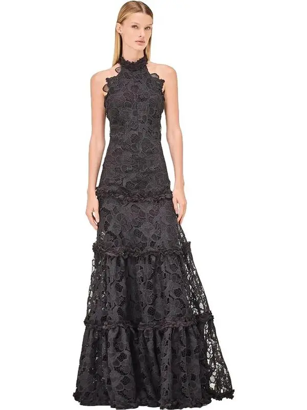 Alexis Paloma Floral Lace Gown - Black