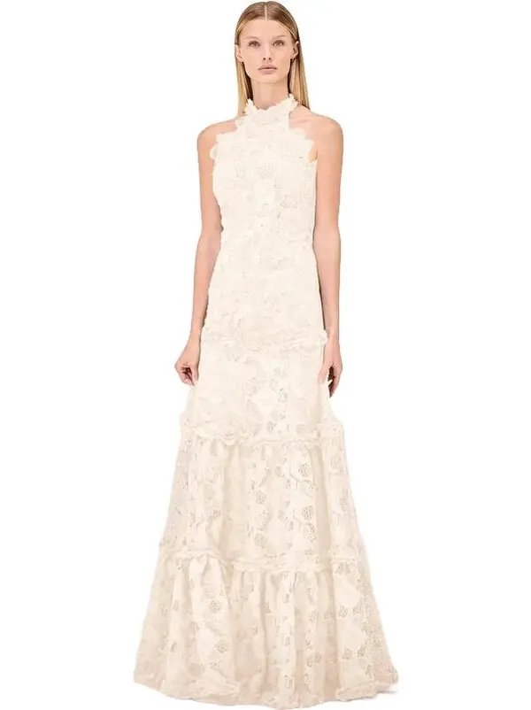 Alexis Paloma Floral Lace Gown - Neutral