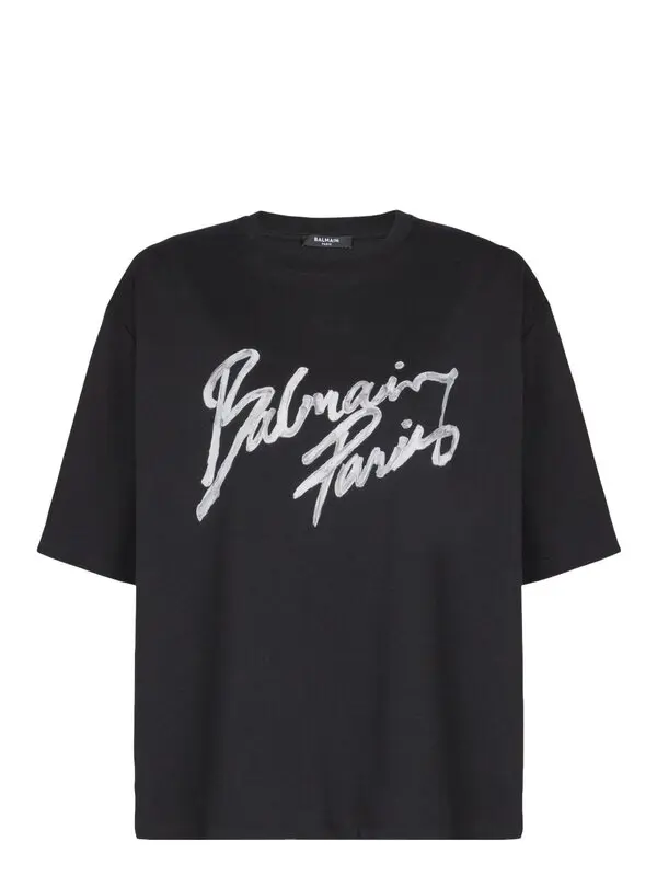 Balmain Logo Cotton T-shirt - Black