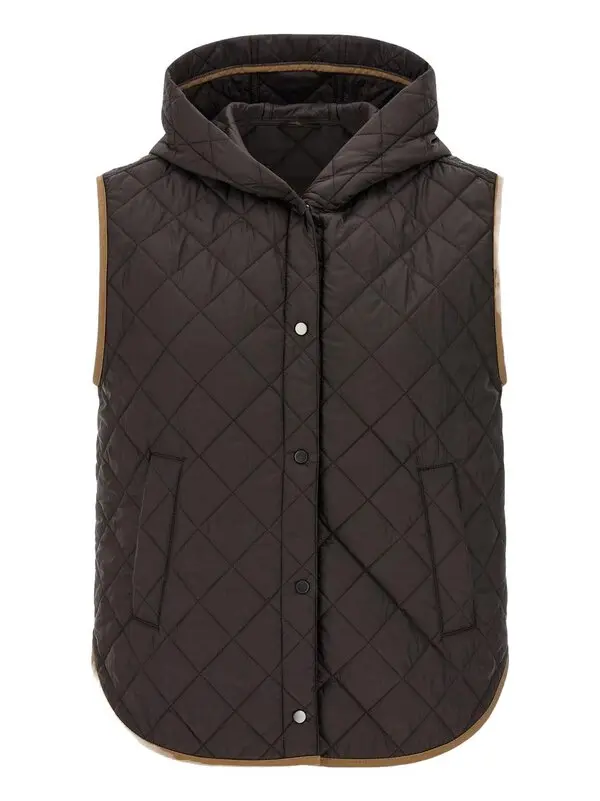 Brunello Cucinelli Quilted Nylon Down Vest - Brown