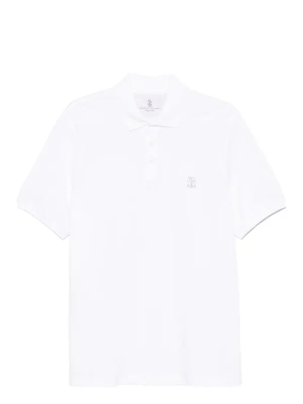 Brunello Cucinelli Logo Cotton Polo Shirt - White