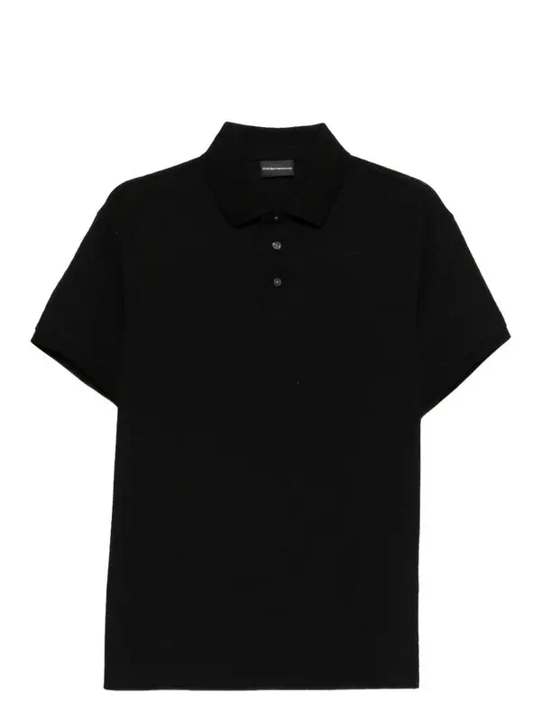 Emporio Armani Logo Cotton Polo Shirt - Black