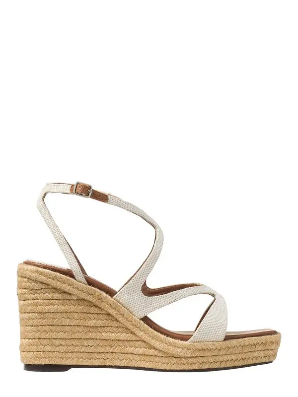 JIMMY CHOO Ayla 85 Wedge Sandals - Tan/natural