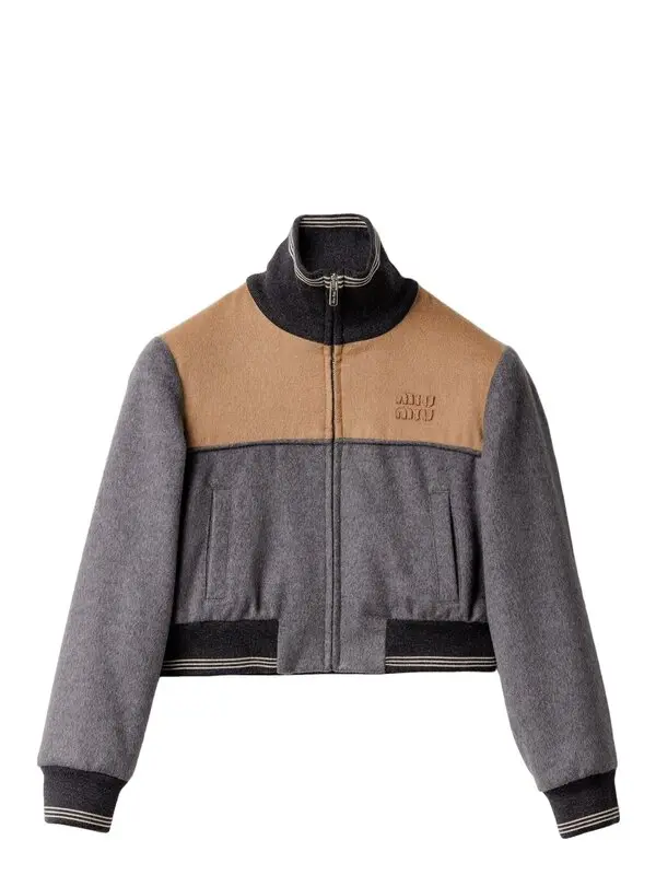 Miu Miu Velour Blouson Jacket - Gray/camel