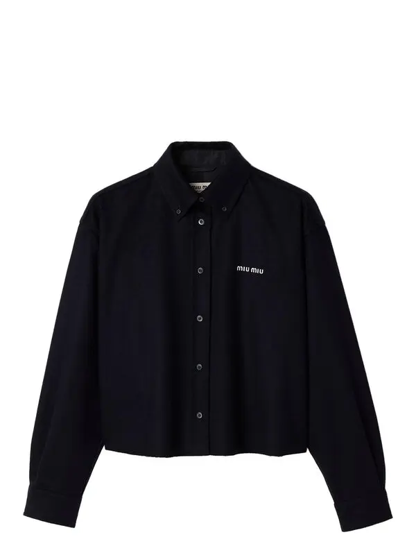 Miu Miu Velour Boxy Shirt - Navy