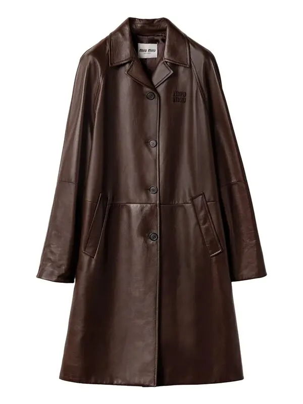 Miu Miu Nappa Leather Coat - Sienna
