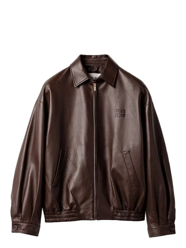Miu Miu Nappa Leather Blouson Jacket - Sienna