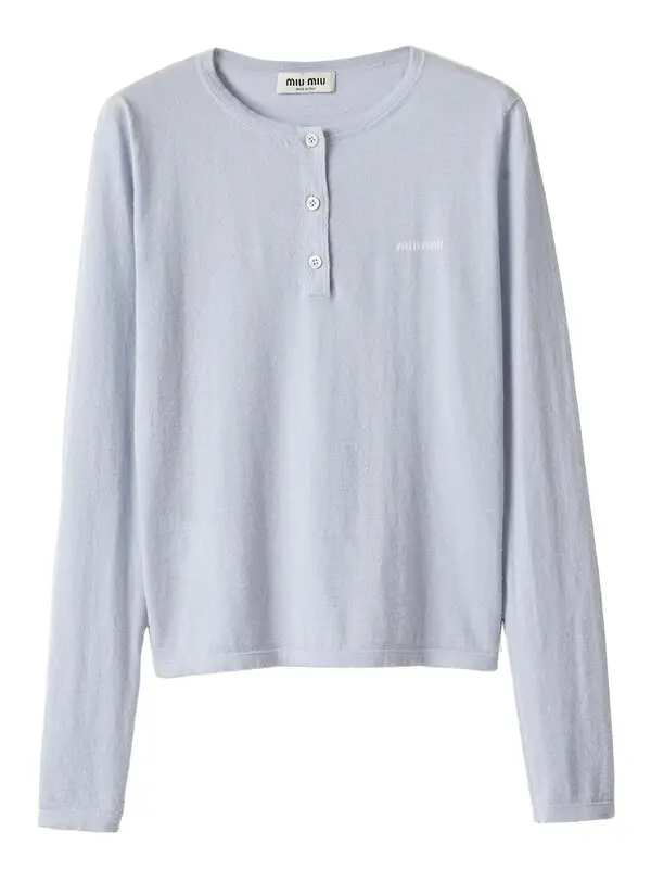 Miu Miu Cashmere Henley Sweater - Sky Blue