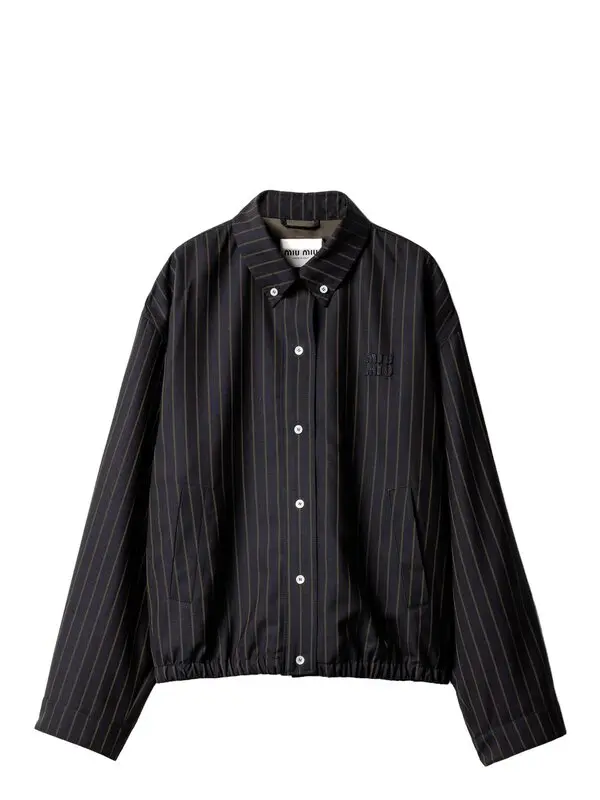 Miu Miu Pinstriped Blouson Jacket - Navy