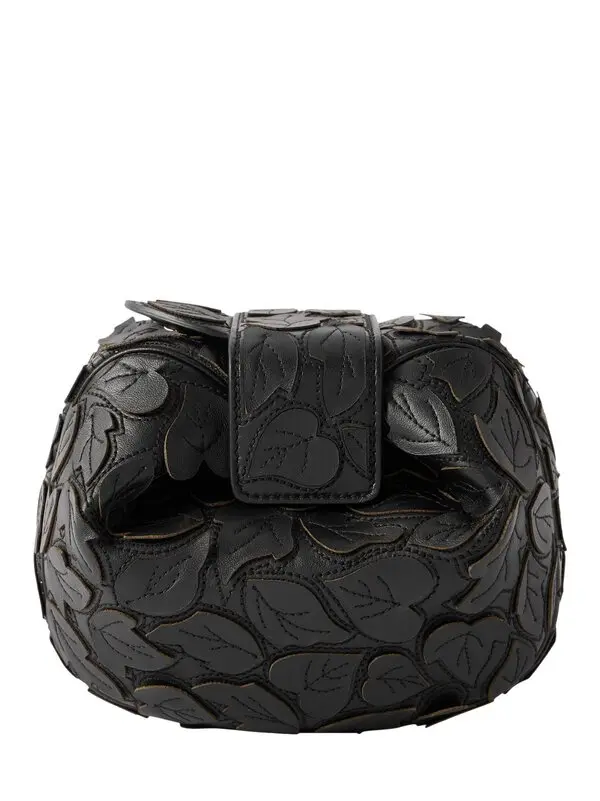 Gabriela Hearst Soft Demi Embroidered Leather Clutch - Black