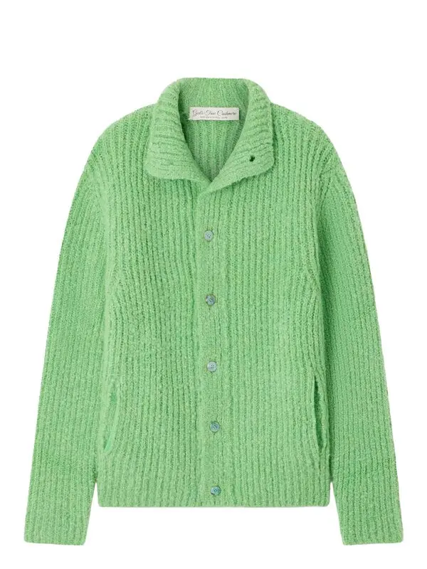 GOD'S TRUE CASHMERE Oversized Ribbed Cashmere-bouclé Cardigan - Green